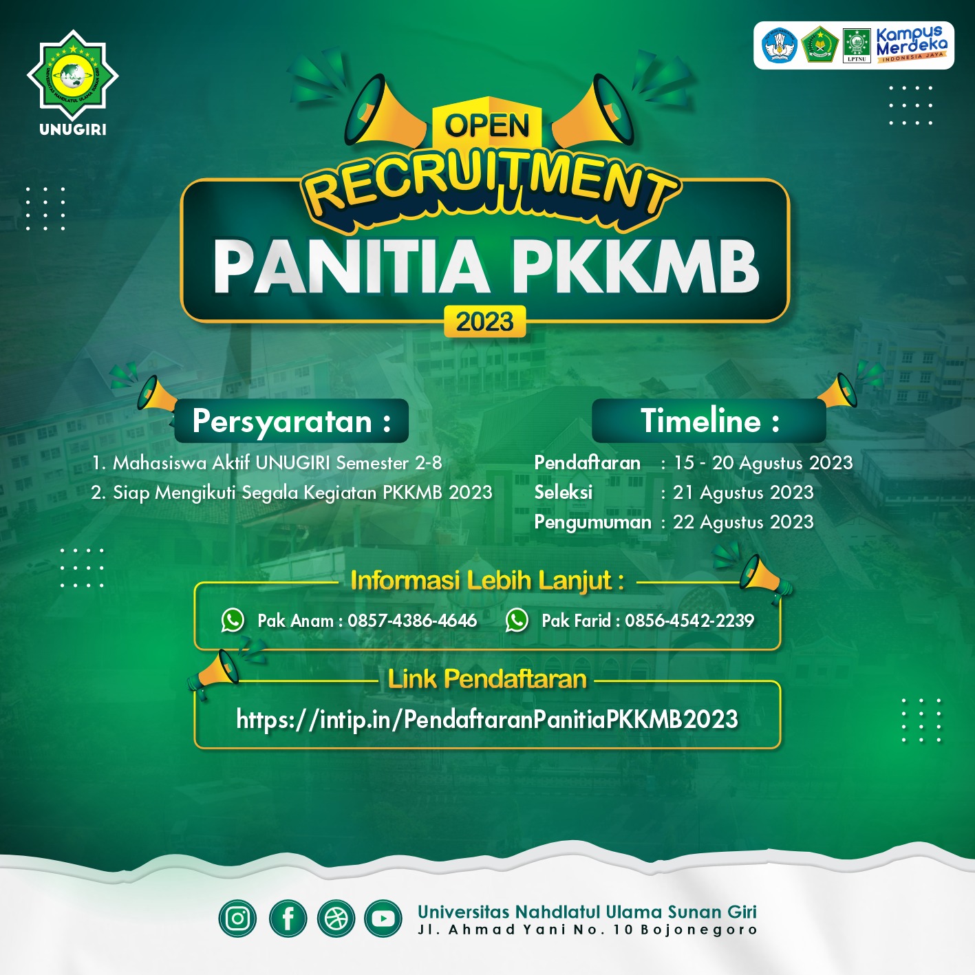 Rekrutmen Panitia PKKMB UNUGIRI 2023 - UNUGIRI